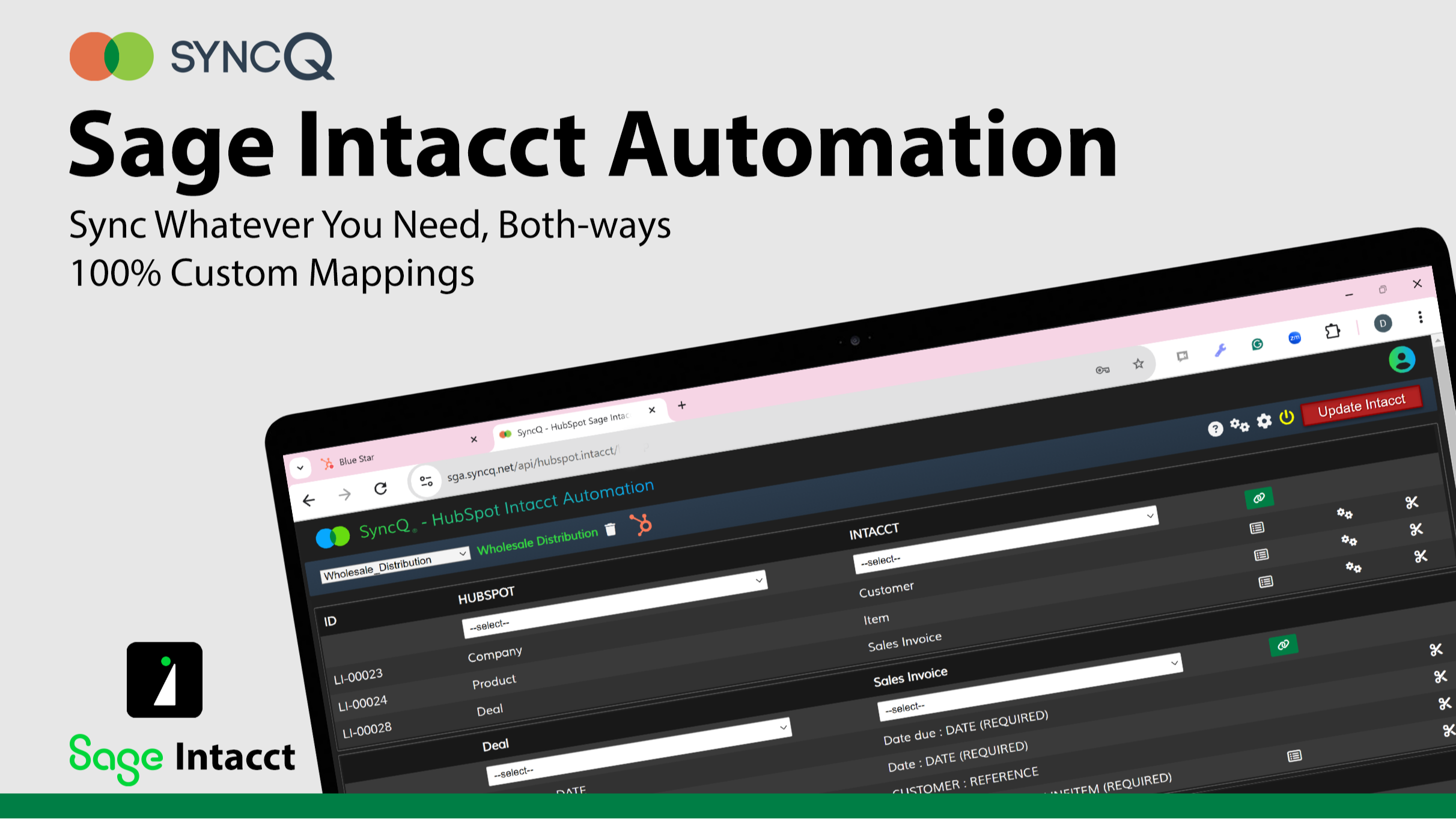 Sage Intacct Automation SyncQ HubSpot Integration | Connect Them Today